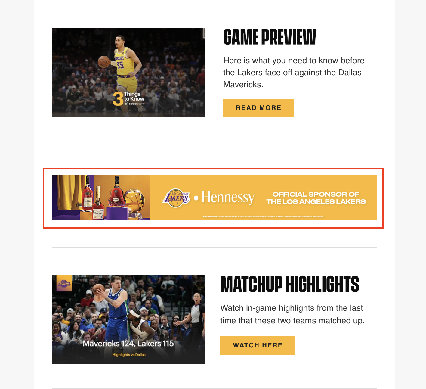 Ad Specs | Los Angeles Lakers